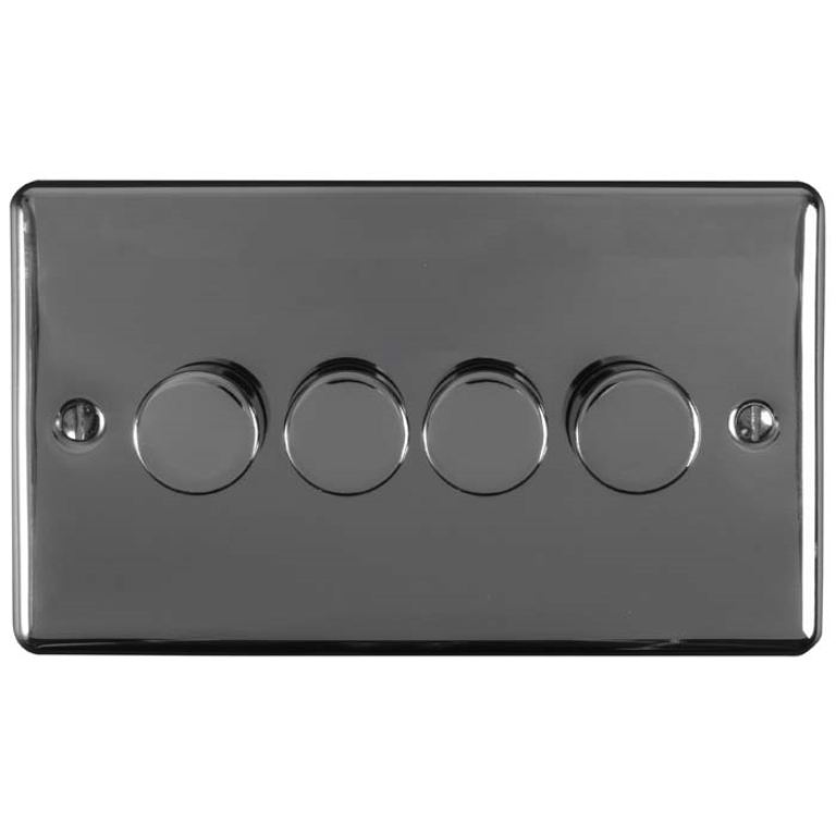 Eurolite Enhance Black Nickel 4 Gang 400W LED Dimmer Switch | UKES
