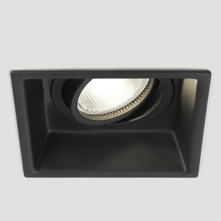 Astro Minima Square GU10 Matt Black Adjustable Downlight | UKES