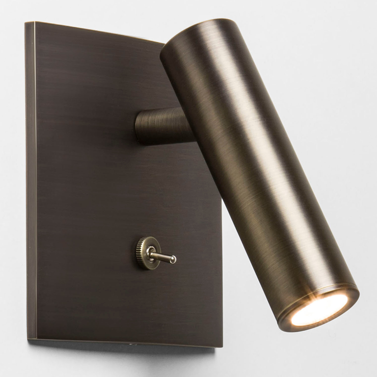 Astro Enna Square Switched Bronze LED Wall Reading Light | UKES