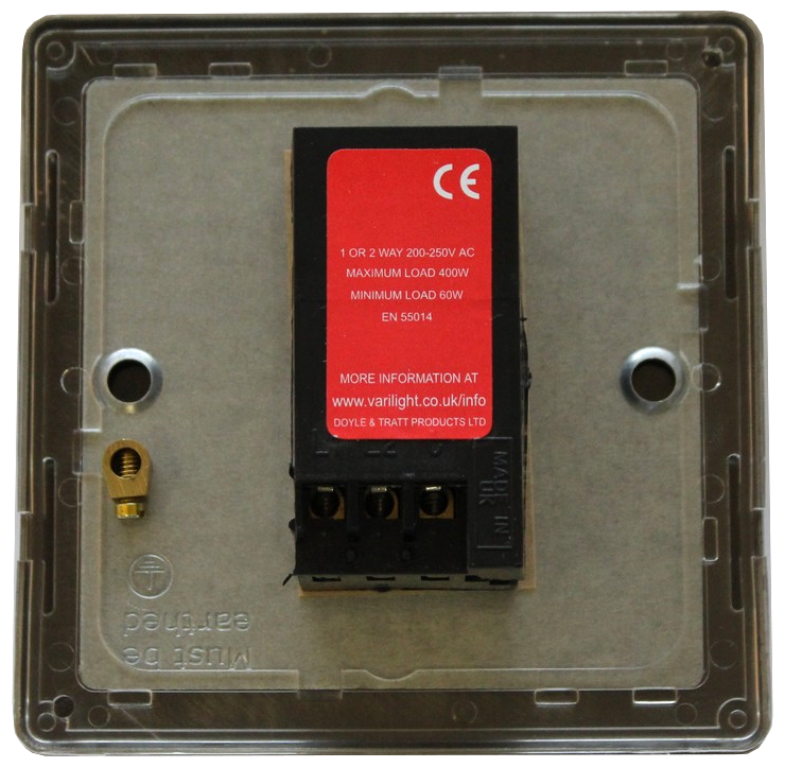 Varilight Screwless V-Dim Brushed Brass 1 Gang 2 Way 60-400W Push-On ...