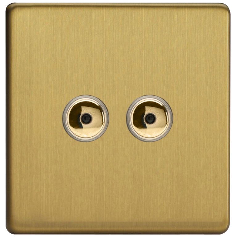 Varilight Screwless V-Pro IR Brushed Brass 2 Gang 1 Way 0-100W Remote ...