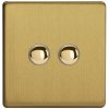 Varilight Screwless V-Pro IR Brushed Brass 2 Gang Tactile Touch Control ...