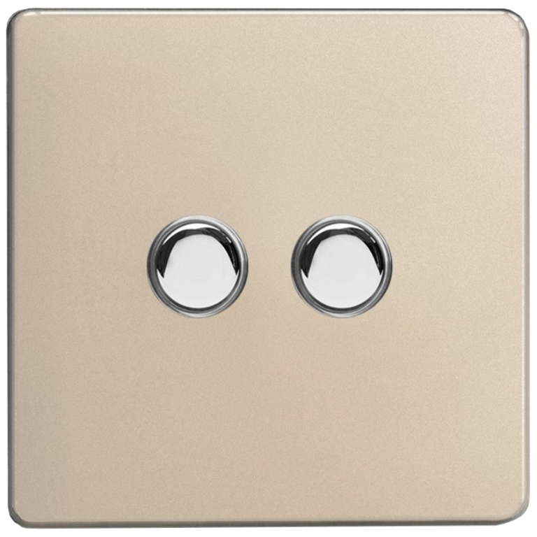 Varilight Screwless V-Pro IR Satin Chrome 2 Gang Tactile Touch Control ...