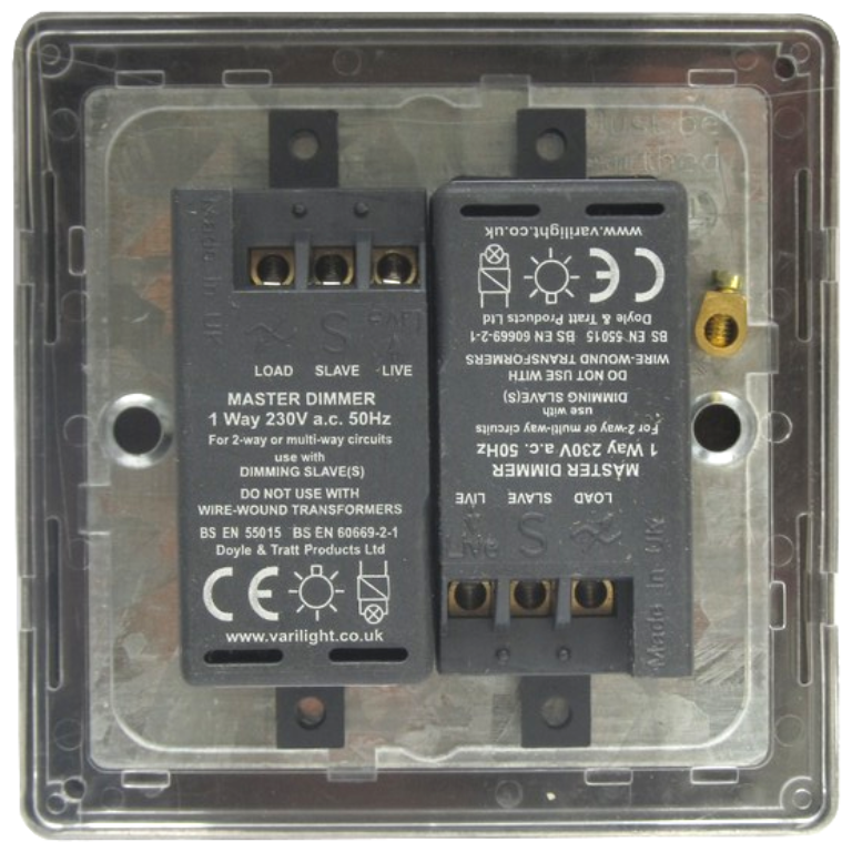 Varilight Screwless V-Pro IR Polished Brass 2 Gang 1 Way 0-100W Remote ...