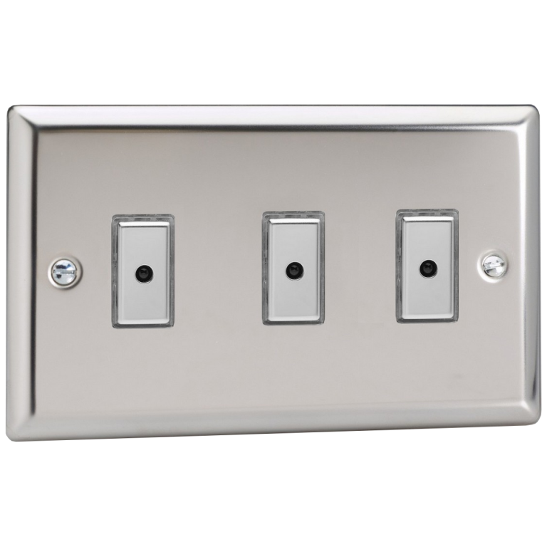 Varilight Classic V-Pro Multi-Point Mirror Chrome 3 Gang 1 Way 0-100W ...