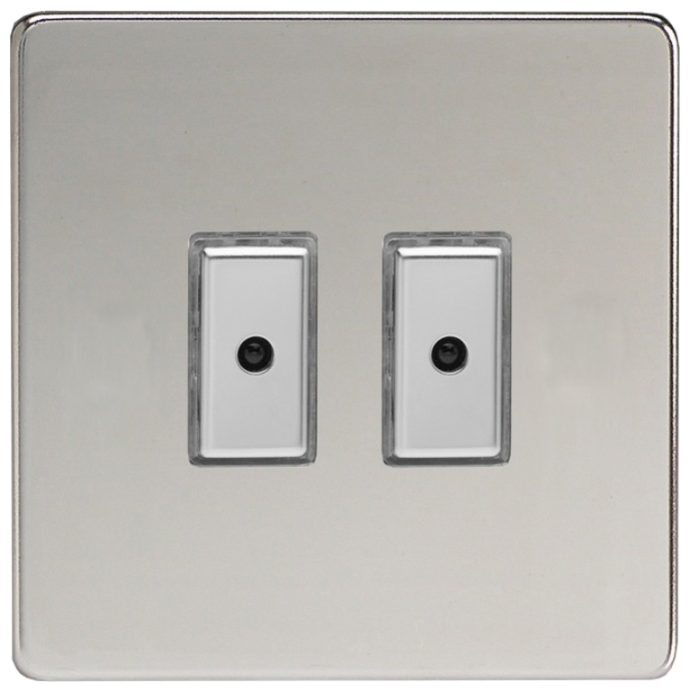 Varilight Screwless V-Pro Multi-Point Polished Chrome 2 Gang 1 Way 0 ...