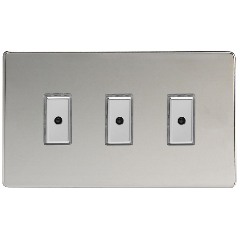 Varilight Screwless V-Pro Multi-Point Polished Chrome 3 Gang 1 Way 0 ...