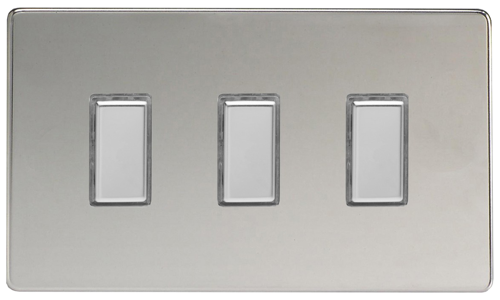 Varilight Screwless V-Pro Multi-Point Polished Chrome 3 Gang Tactile ...