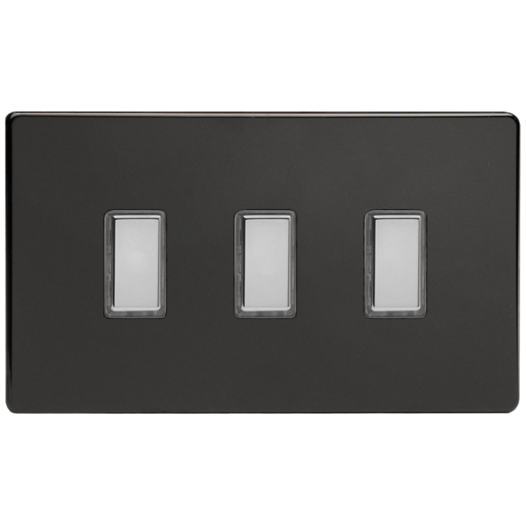 Varilight Screwless V-Pro Multi-Point Premium Black 3 Gang Tactile ...