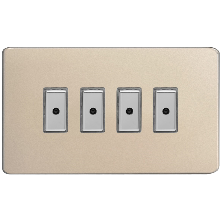 Varilight Screwless V-Pro Multi-Point Satin Chrome 4 Gang 1 Way 0-100W ...