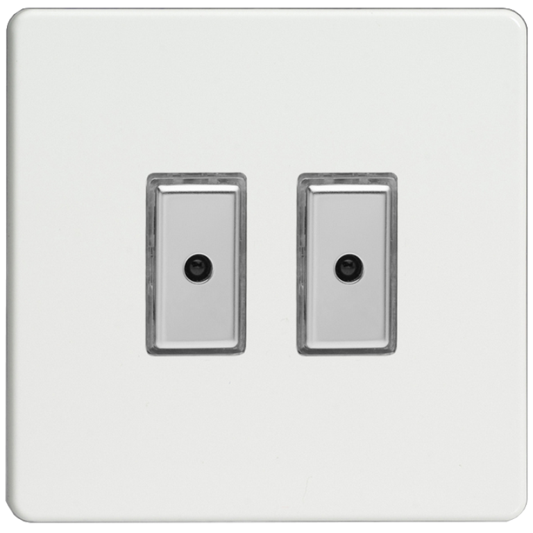 Varilight Screwless V-Pro Multi-Point Premium White 2 Gang 1 Way 0-100W ...