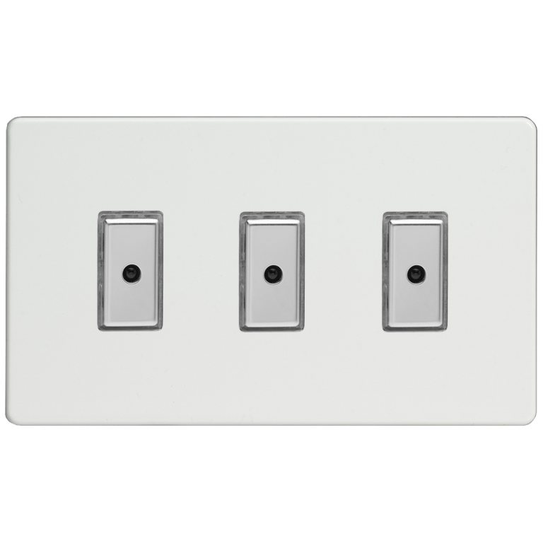 Varilight Screwless V-Pro Multi-Point Premium White 3 Gang 1 Way 0-100W ...