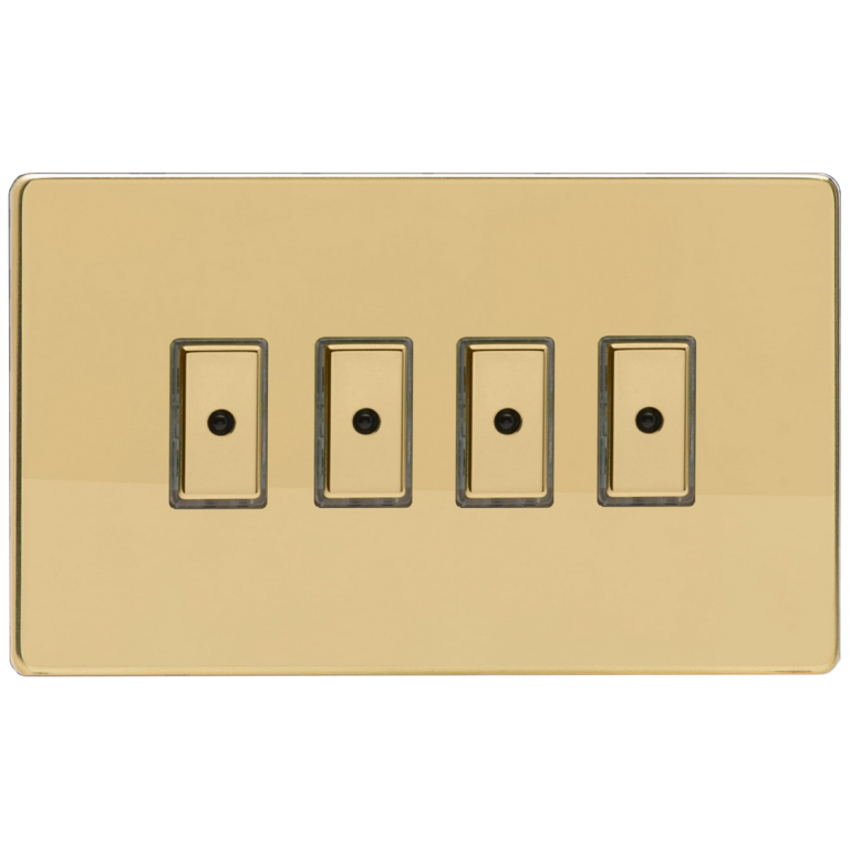 Varilight Screwless V-Pro Multi-Point Polished Brass 4 Gang 1 Way 0 ...