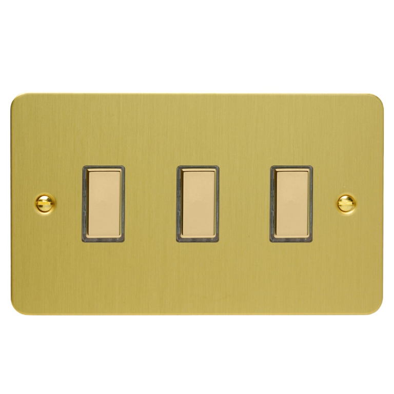 Varilight Ultraflat V-Pro Multi-Point Brushed Brass 3 Gang Tactile ...