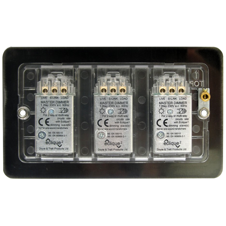 Varilight Classic V-Pro Multi-Point Iridium Black 3 Gang 1 Way 0-100W ...