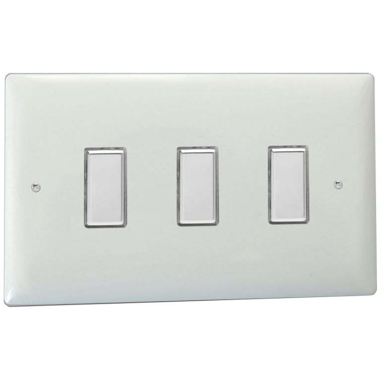 Varilight Value Polar White 3 Gang 0-100W Multi-Way Touch Master LED ...