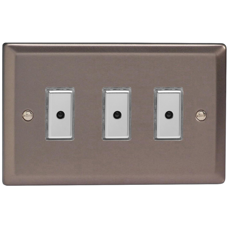 Varilight Classic V-Pro Multi-Point Pewter Effect 3 Gang 1 Way 0-100W ...