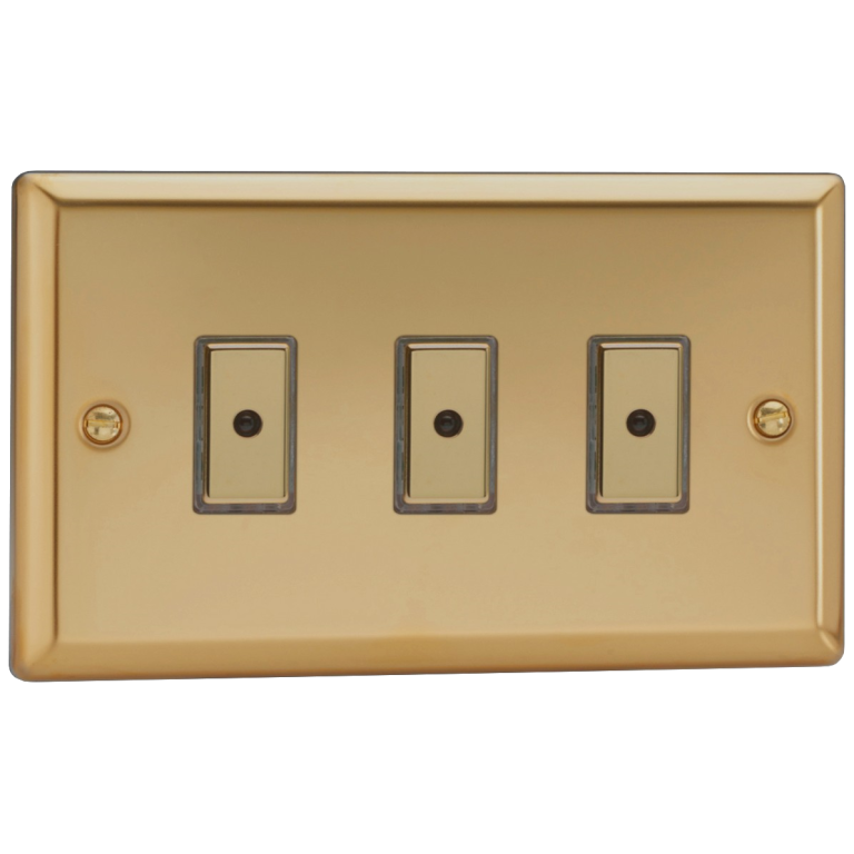 Varilight Classic V-Pro Multi-Point Victorian Brass 3 Gang 1 Way 0-100W ...