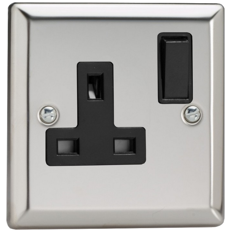 Varilight Classic Mirror Chrome 1 Gang 13A DP Switched Socket with ...