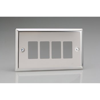 Varilight Classic Mirror Chrome 4 Gang Twin Plate PowerGrid Faceplate ...