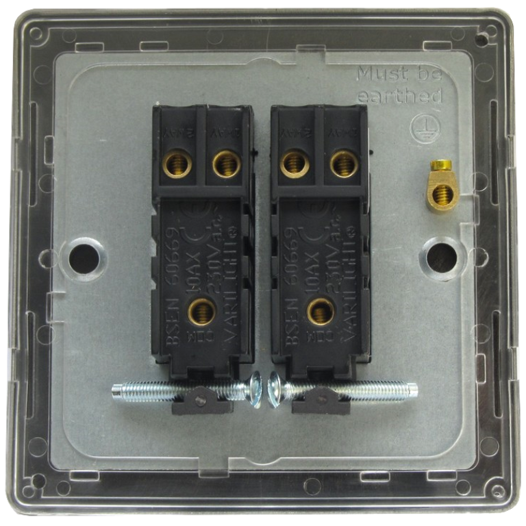 Varilight Screwless Brushed Brass 2 Gang 10A 2 Way Switch | UKES