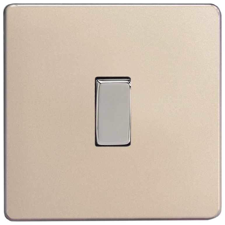 Varilight Screwless Satin Chrome 1 Gang 10A 1 Way Retractive Momentary ...