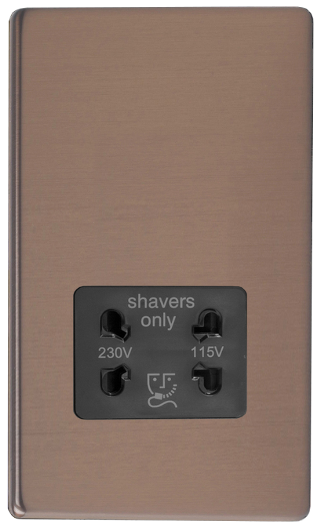 Varilight Screwless Brushed Bronze Dual Voltage Shaver Socket with ...