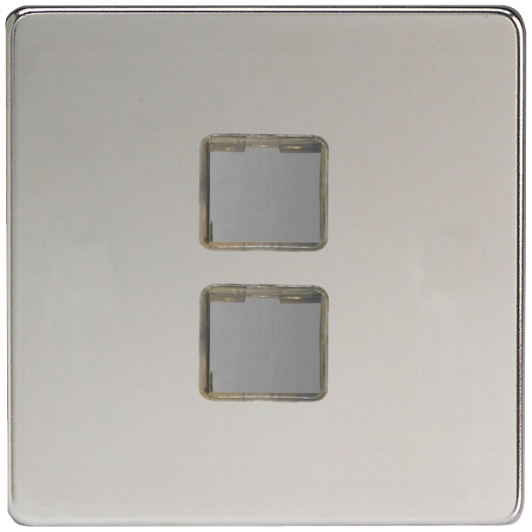 Varilight European Polished Chrome 2 Gang EuroData Grid Plate (Keystone ...
