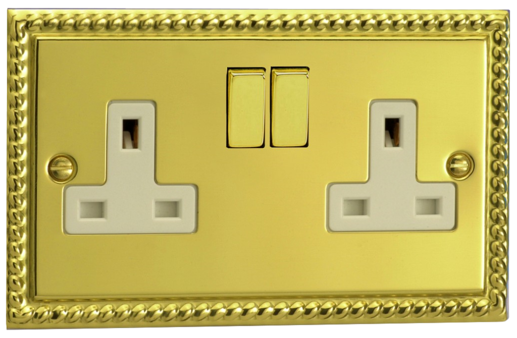Varilight Classic Georgian Brass 2 Gang 13A DP Switched Socket with ...