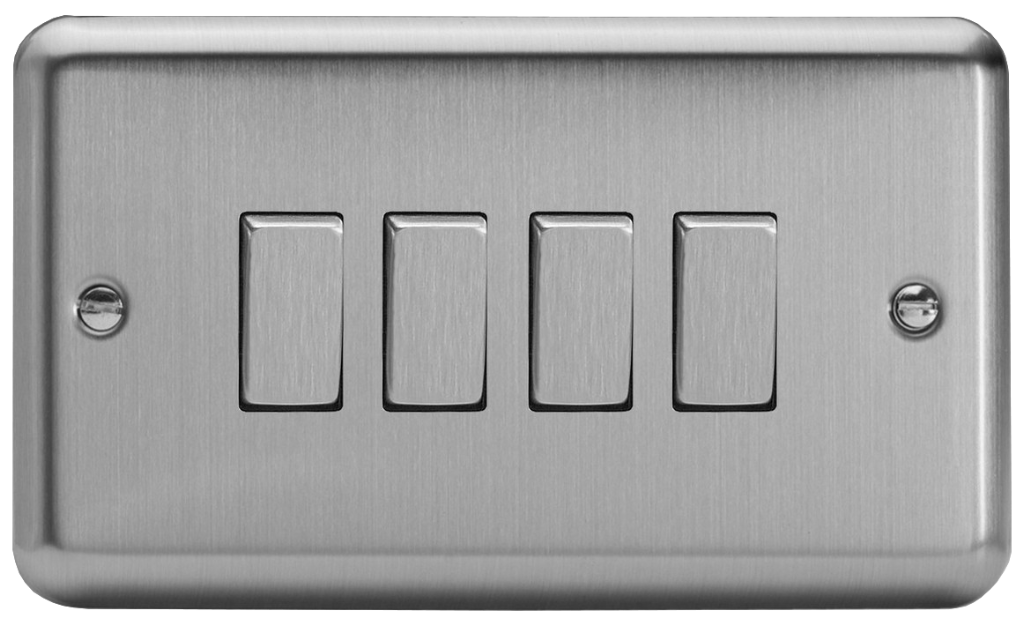 Varilight Classic Matt Chrome 4 Gang 10A 2 Way Switch | UKES