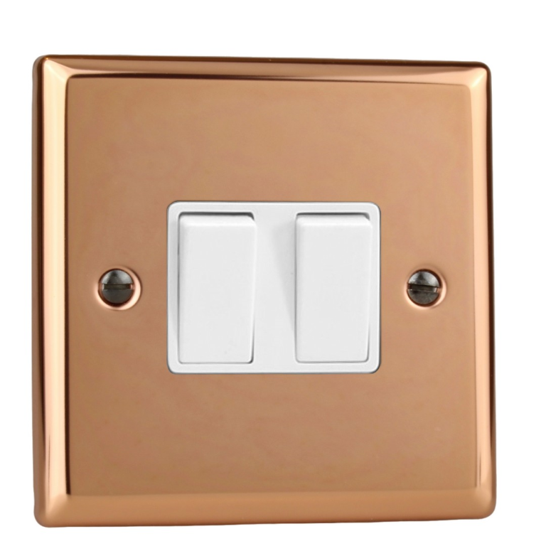 Varilight Urban Polished Copper 2 Gang 10A Intermediate Switch with ...