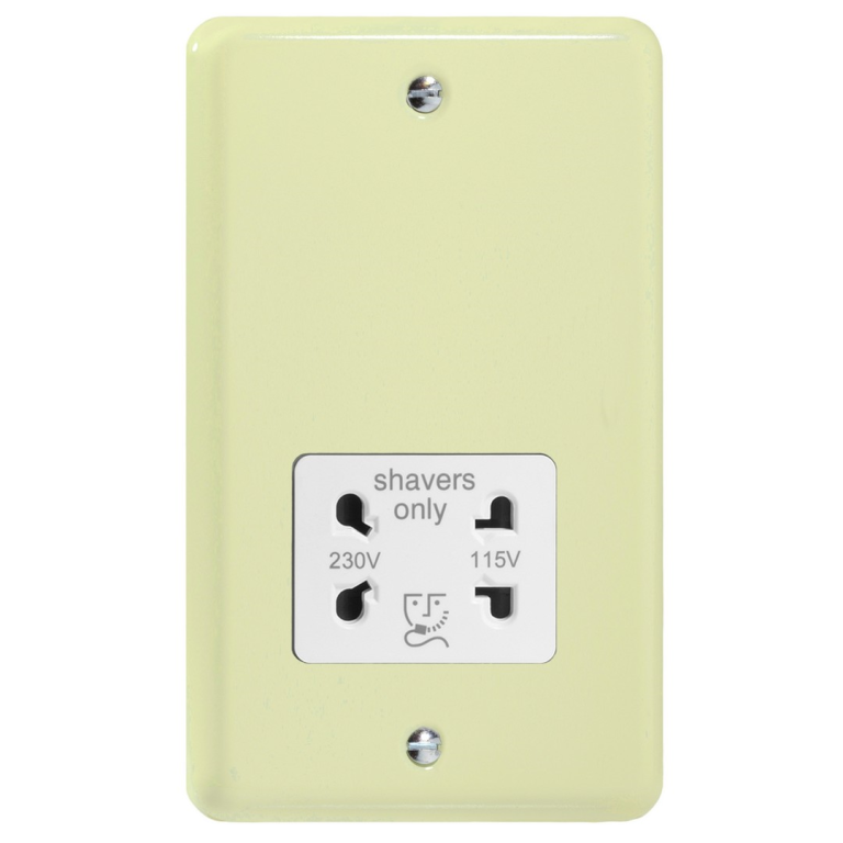 Varilight Lily White Chocolate Dual Voltage Shaver Socket with White Insert | UKES