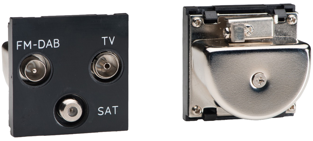 Varilight DataGrid Black Triplex TV/Sat/FM +DAB Socket Module - 50x50mm ...