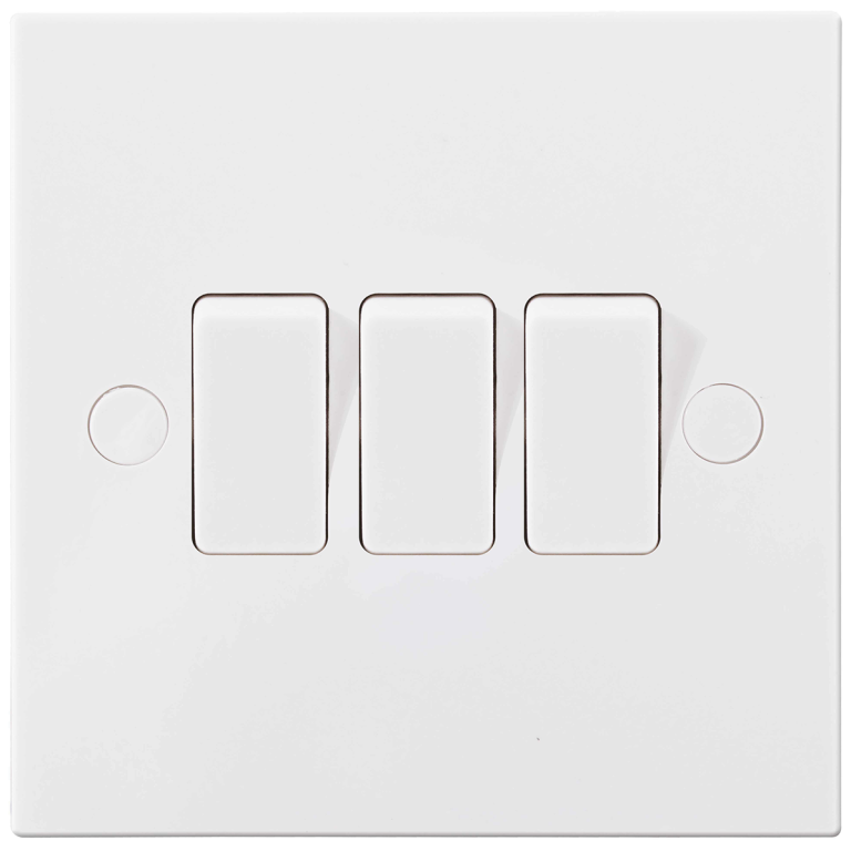 BG Electrical White PVC 3 Gang 2 Way Switch | UKES