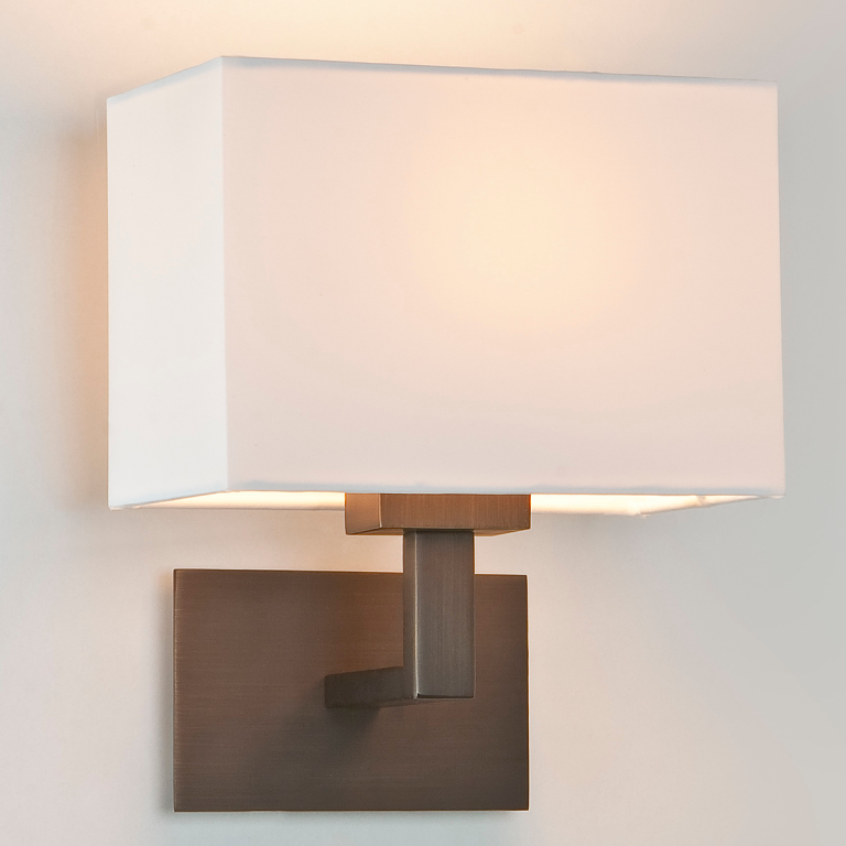 Astro Connaught Bronze Wall Light with White Shade | UKES
