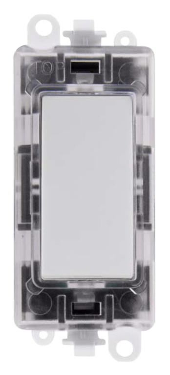 Click GridPro Polar White 20AX Switch Module with Blue LED Indicator | UKES