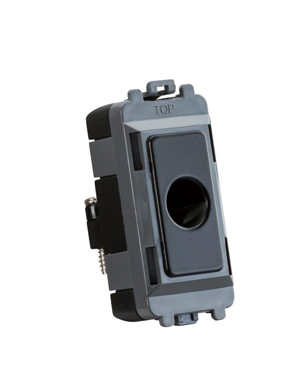 Knightsbridge Grid Matt Black Flex Outlet Module | UKES