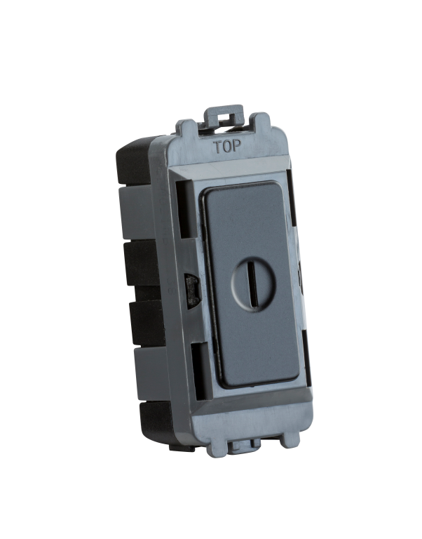 Knightsbridge Grid Matt Black 20AX 2 Way Keyswitch Module | UKES