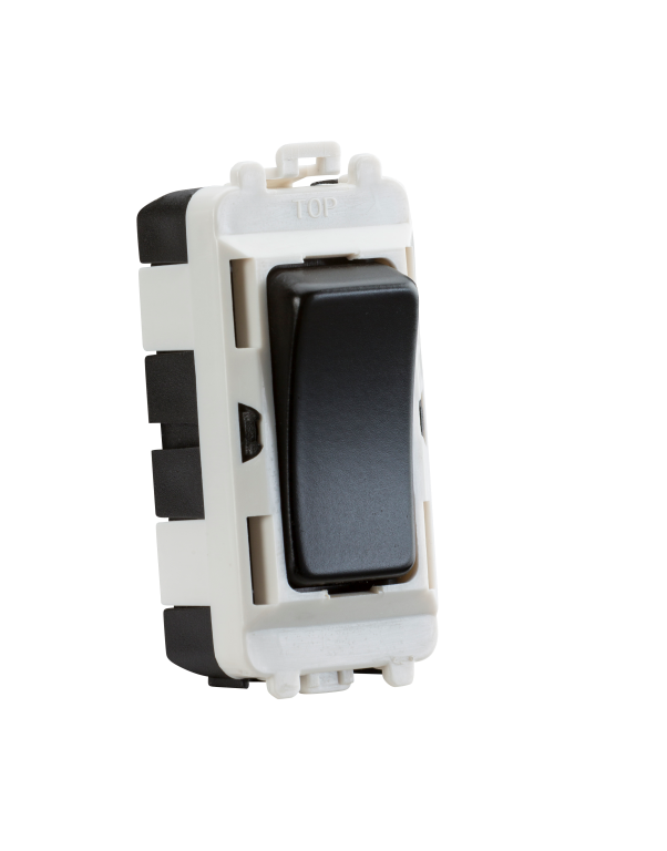 Knightsbridge Grid Matt Black 20AX Intermediate Switch Module | UKES