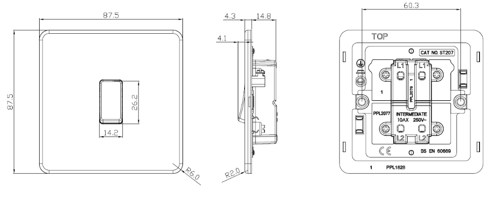 Knightsbridge Screwless Matt Black 10A 1 Gang Intermediate Switch | UKES