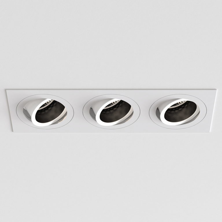 Astro Pinhole Triple Square GU10 Matt White Adjustable Downlight | UKES