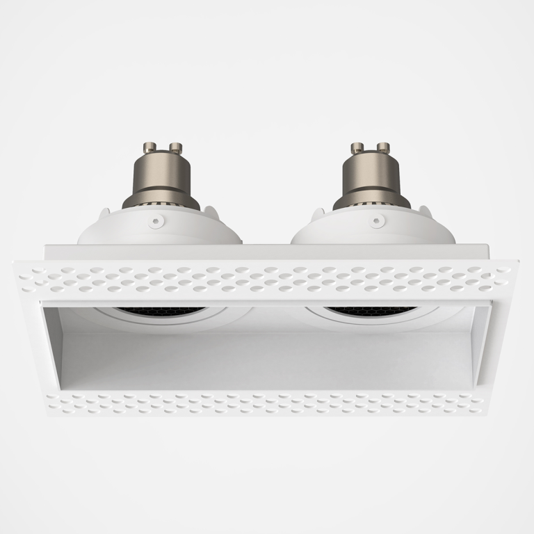 Astro Trimless Twin Square GU10 Matt White Adjustable Downlight | UKES