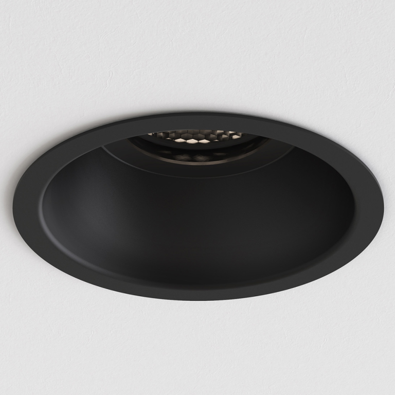 Astro Minima Slimline Round GU10 Matt Black Fire-Rated Bathroom ...