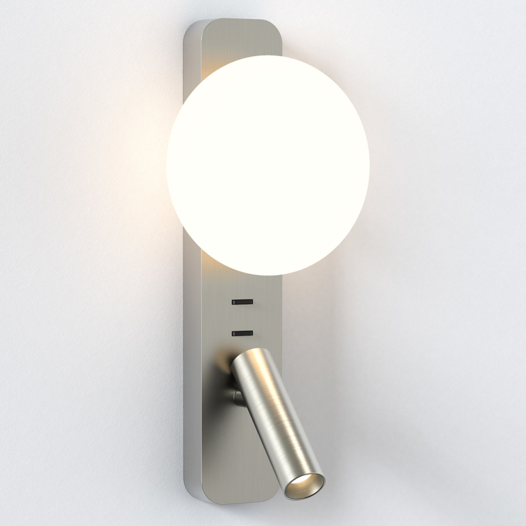 Astro Zeppo Matt Nickel Wall Light with LED Reading Light | UKES