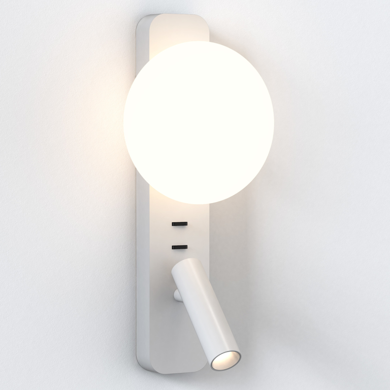 Astro Zeppo Matt White Wall Light with LED Reading Light | UKES