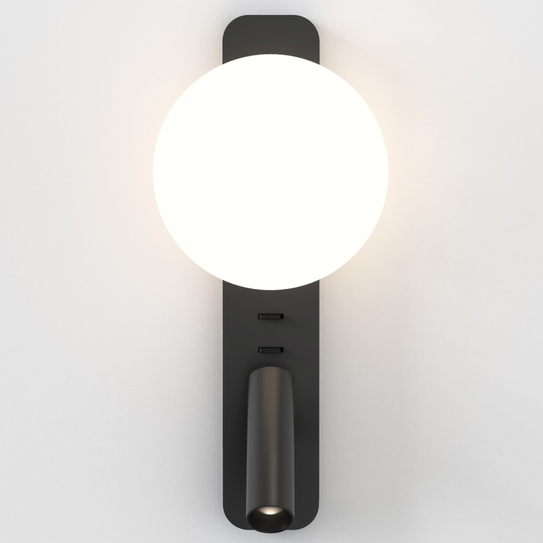 Astro Zeppo Matt Black Wall Light with LED Reading Light | UKES