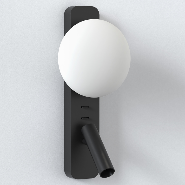 Astro Zeppo Matt Black Wall Light with LED Reading Light | UKES