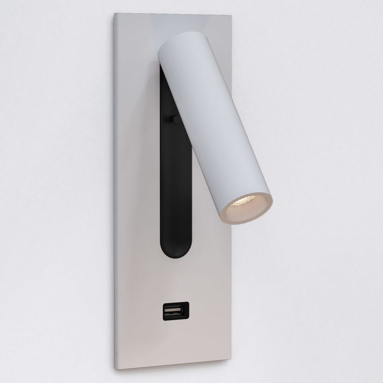 Astro Fuse 3 Matt White LED Wall Reading Light with USB Charging Socket ...