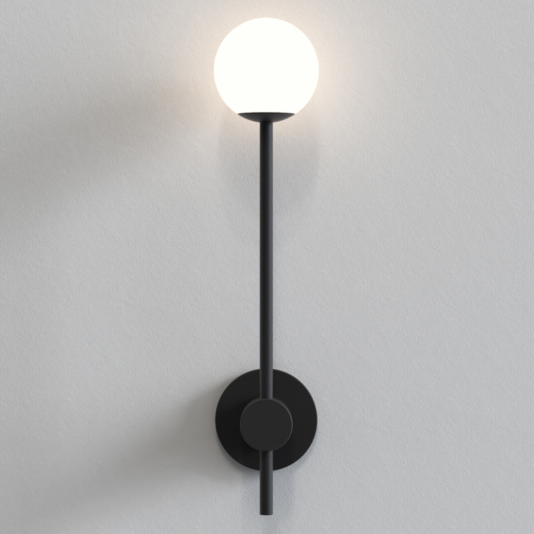 Astro Orb Single Matt Black Bathroom Wall Light | UKES