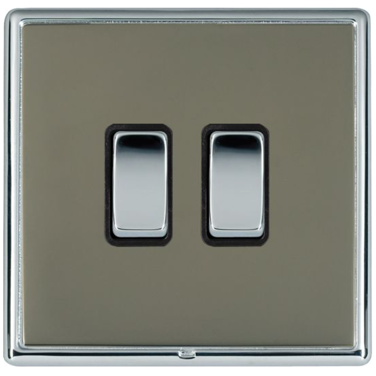 Hamilton Linea-Rondo CFX Bright Chrome Frame/Black Nickel Plate 2 Gang ...